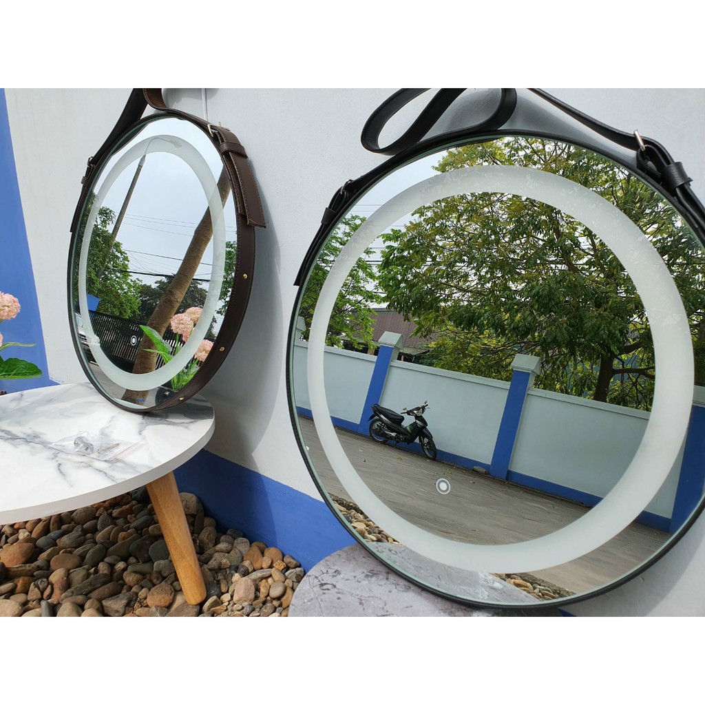 Wall-mounted Round Mirror with LED Touch Light and Without Lights of ...