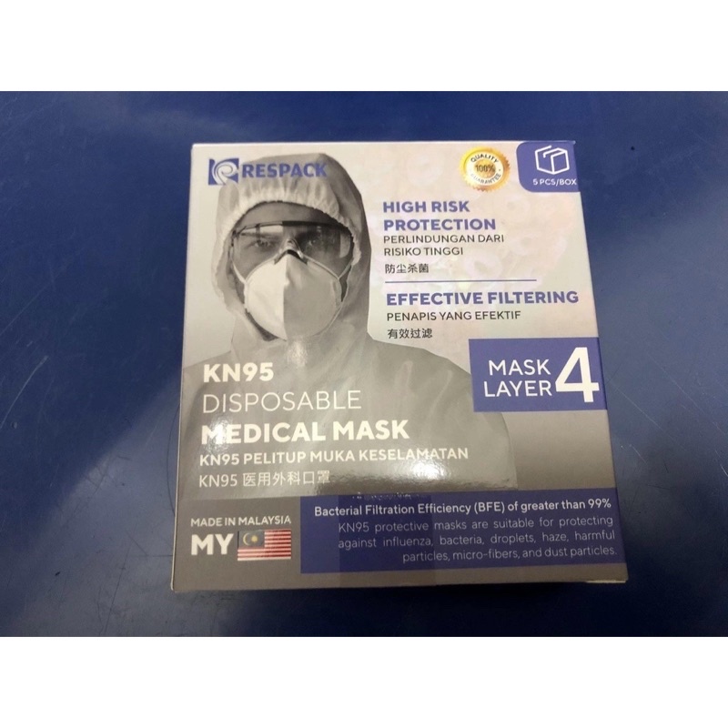 (READY STOCK) RESPACK KN95 Disposable 4 layer Medical Mask 5 pcs per ...