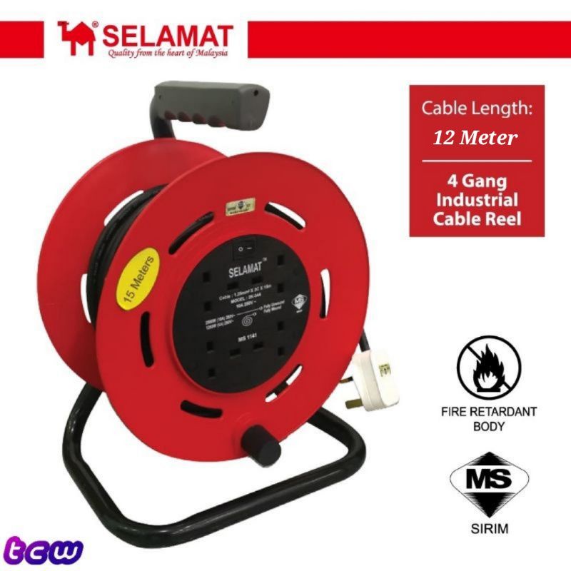 Selamat 12m x 4 Gang Heavy Duty Extension Industrial Type Portable ...