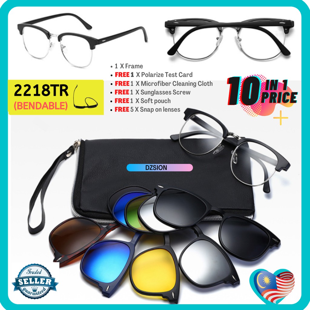 💖BUY 1 FREE 9 💖Polarized Magnetic Clip On Sunglasses Unisex | Shopee ...