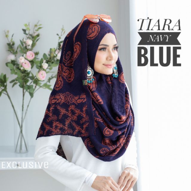 INSTANT SHAWL KNITTED FOR TRAVELLER IRONLESS TIARA NAVY BLUE | Shopee ...
