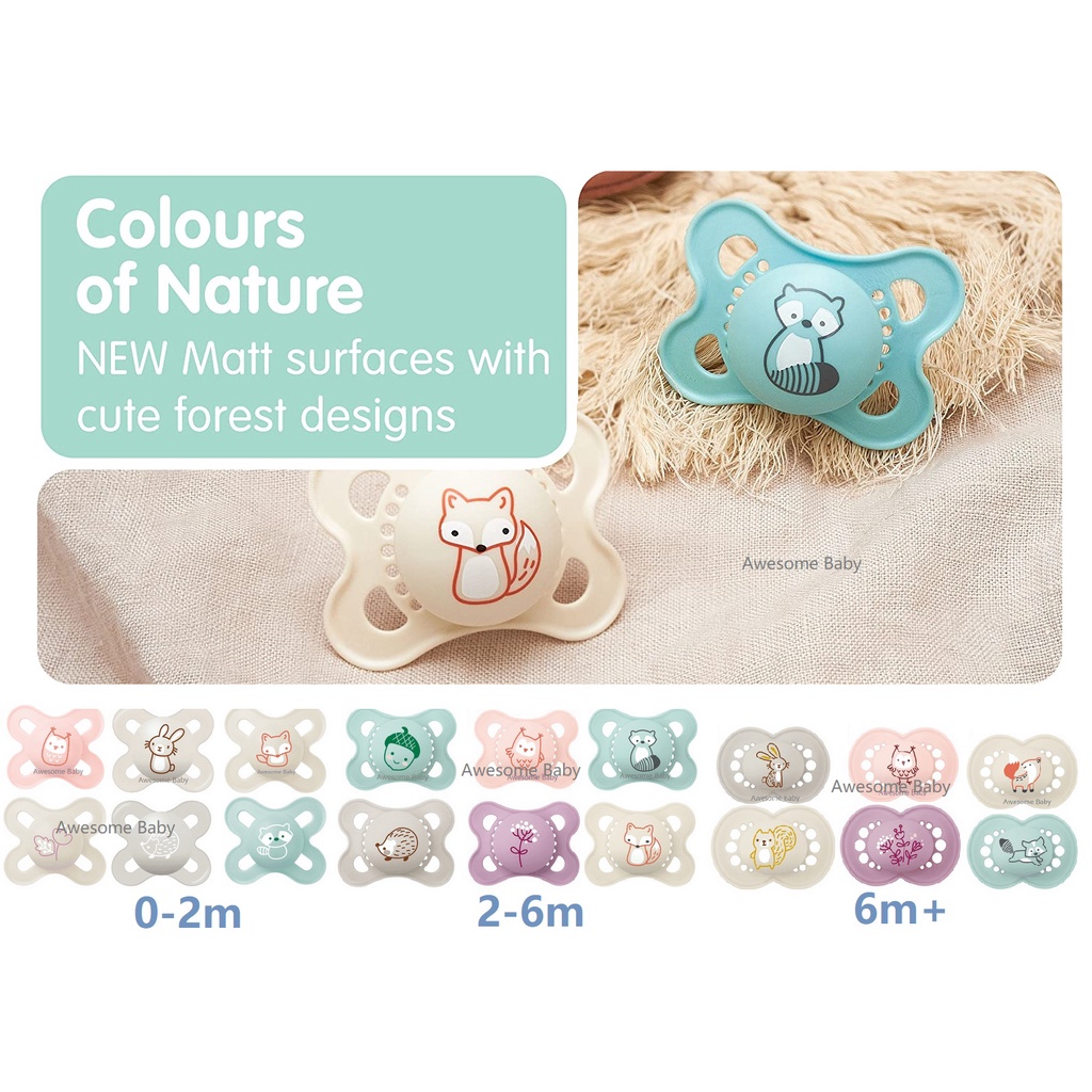 MAM Original Colour of Nature Pacifier 0-2/ 2-6/ 6+ / 16+ Baby Soothers ...