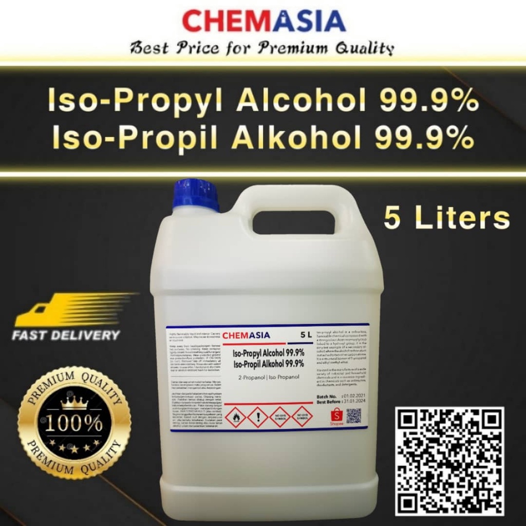 5 Liter Isopropyl Alcohol (IPA) / Rubbing Alcohol / 2-Propanol with 99. ...