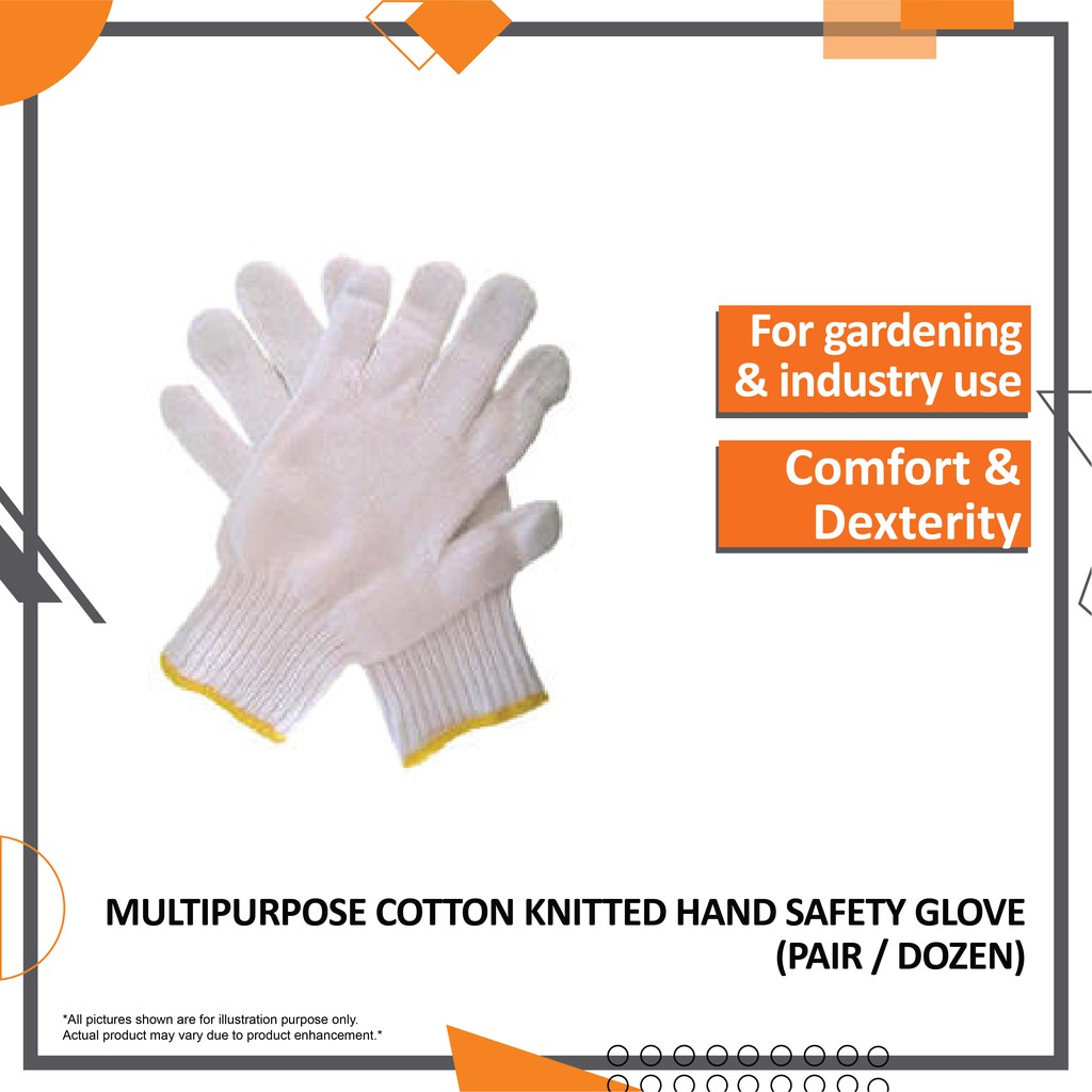 Multipurpose Cotton Knitted Hand Safety Glove (Dozen) | Shopee Malaysia