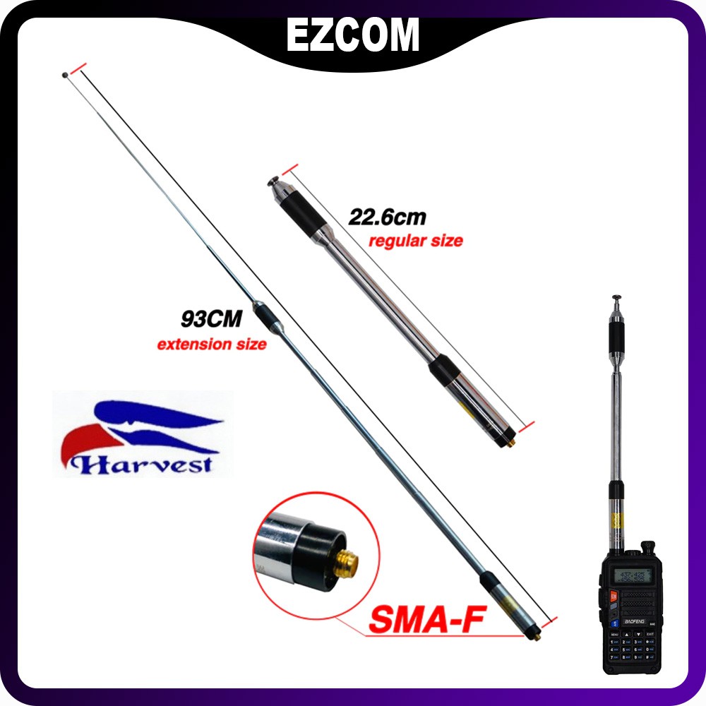 EZCOM Harvest RH770 Dual Band VHF UHF High Gain Telescopic Antenna For BAOFENG WALKIE TALKIE RH ...