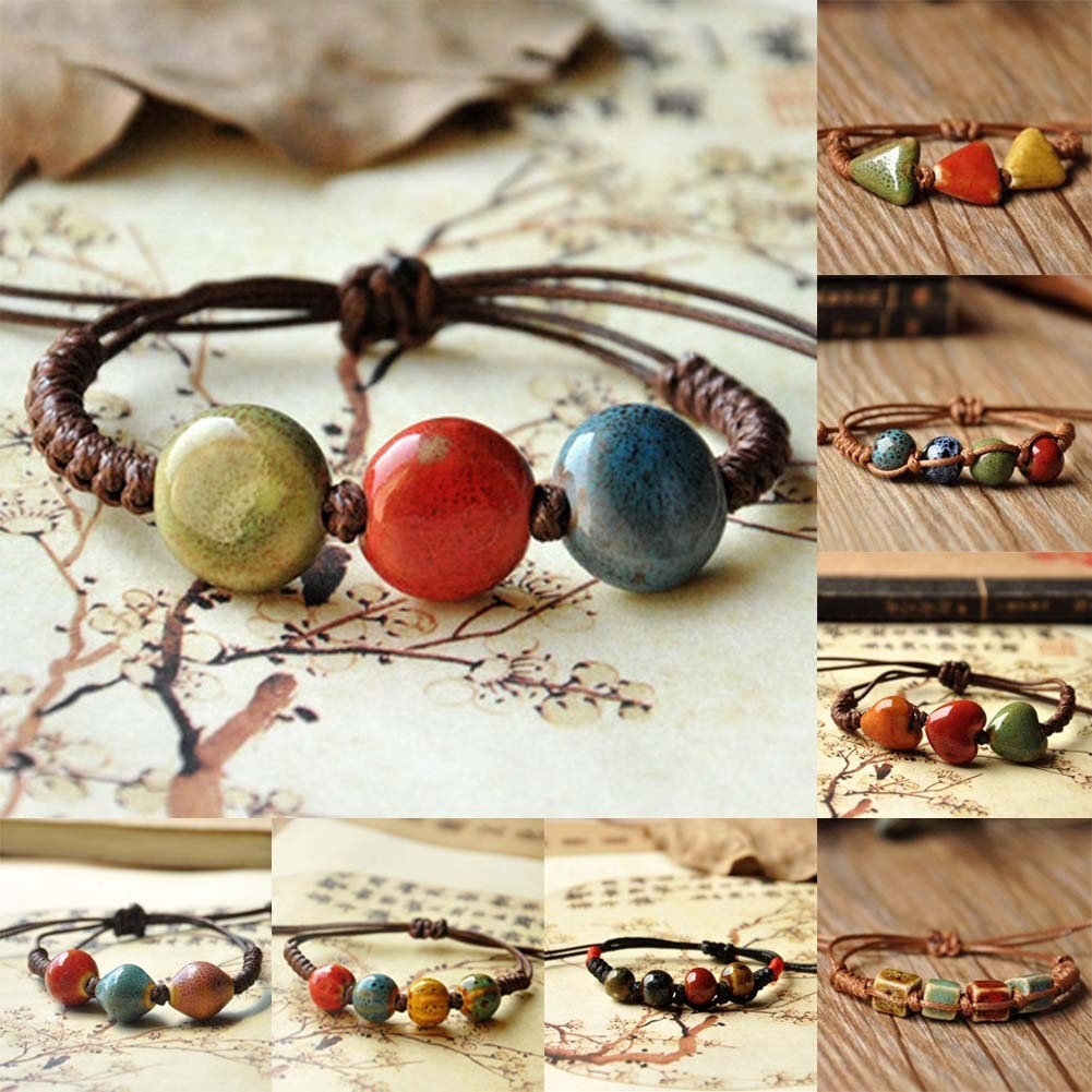 1 PC Newest Manual Beads Ceramics Vintage Bracelet Men Women ( Color:As ...