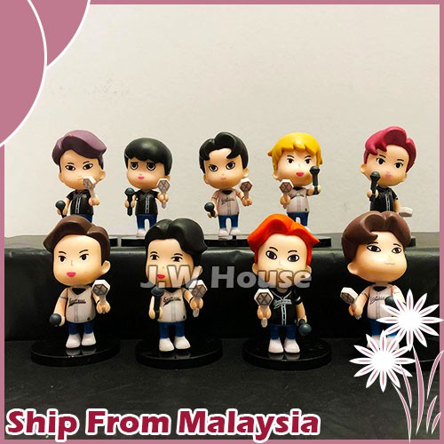 9PCS EXO KOREAN POP STAR CAKE TOPPER FIGURE PVS FIGURE DOLL MODEL ...