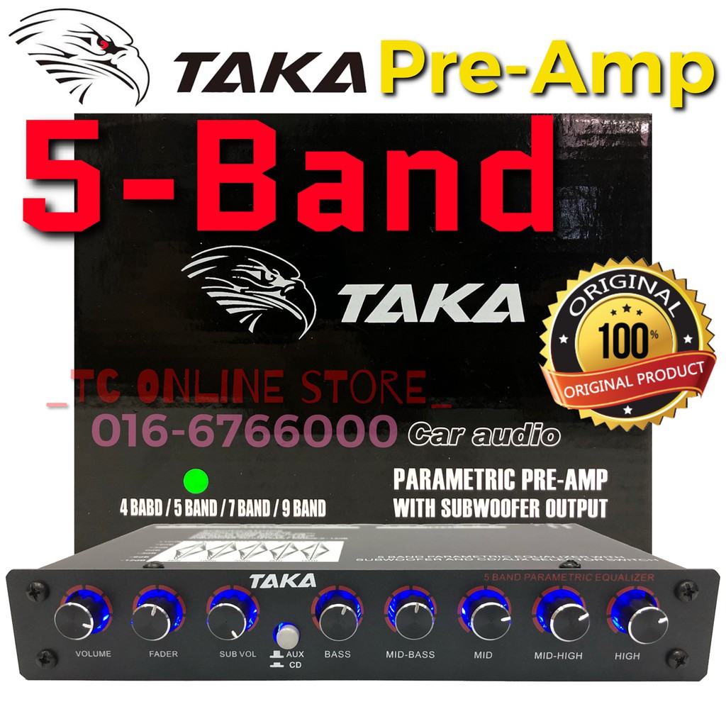5-Band Pre-Amp TAKA Parametric Preamp with Subwoofer Output suitable ...