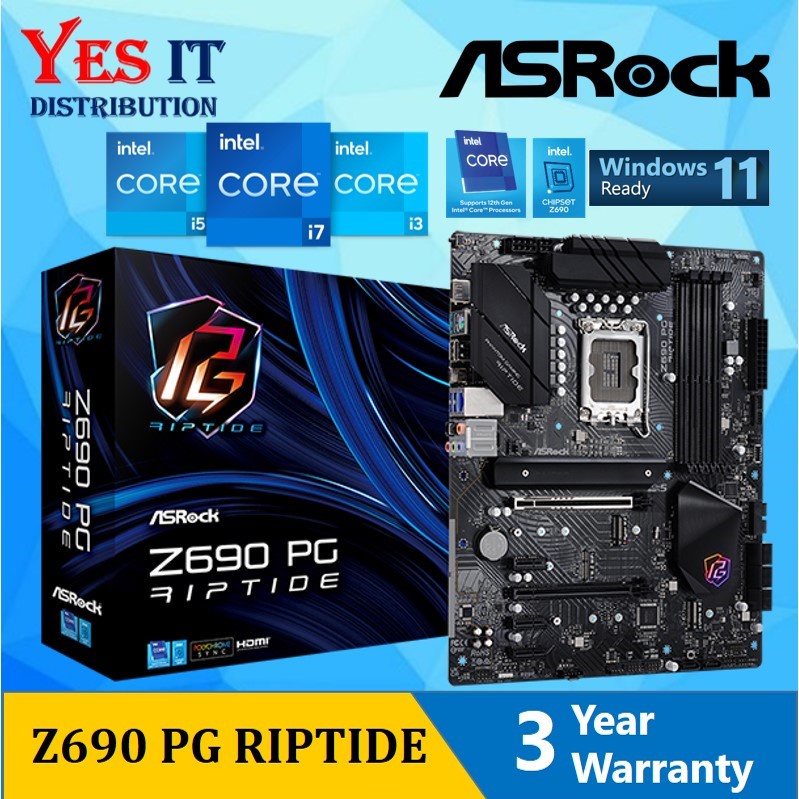ASROCK Z690 PG Riptide INTEL LGA1700 ATX MOTHERBOARD + INTEL 12th Gen ...