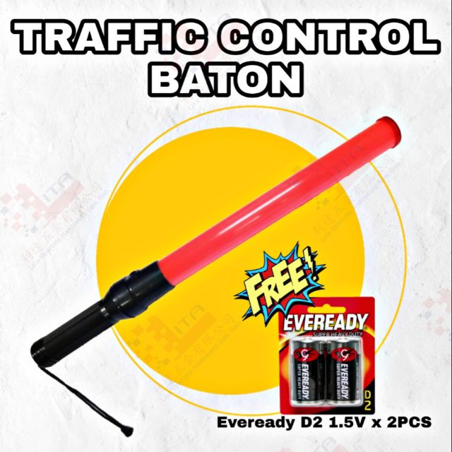 TRAFFIC CONTROL WARNING FLASHING LIGHT LED SAFETY ROAD BATON (RED) WITH ...