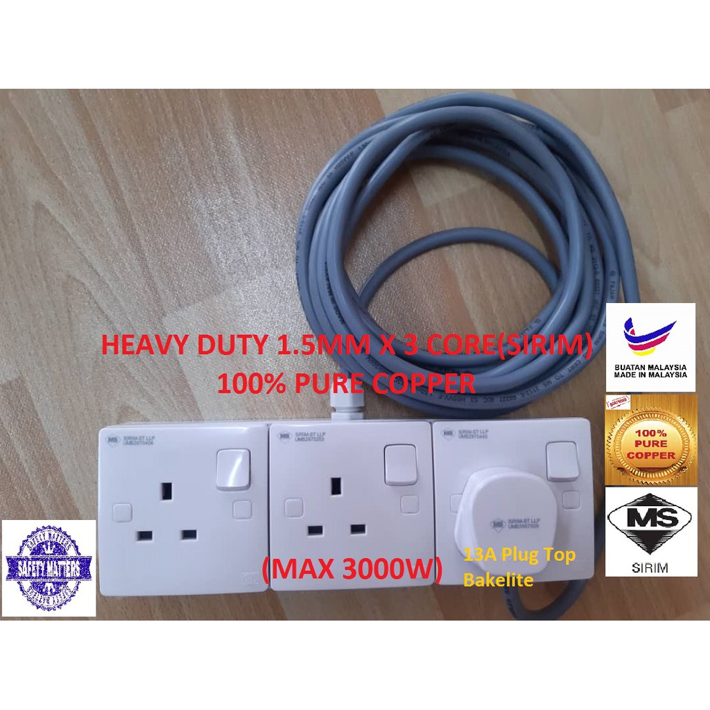 Heavy Duty Extension 3 Gang Socket (Sirim approved) | Shopee Malaysia Heavy Duty Extension 3 Gang Socket (Sirim approved) | Shopee Malaysia