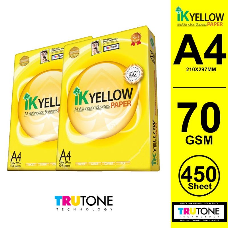[LS] IK Yellow A4 Paper 70GSM/80GSM 450's / Kertas Fotostat / Kertas ...