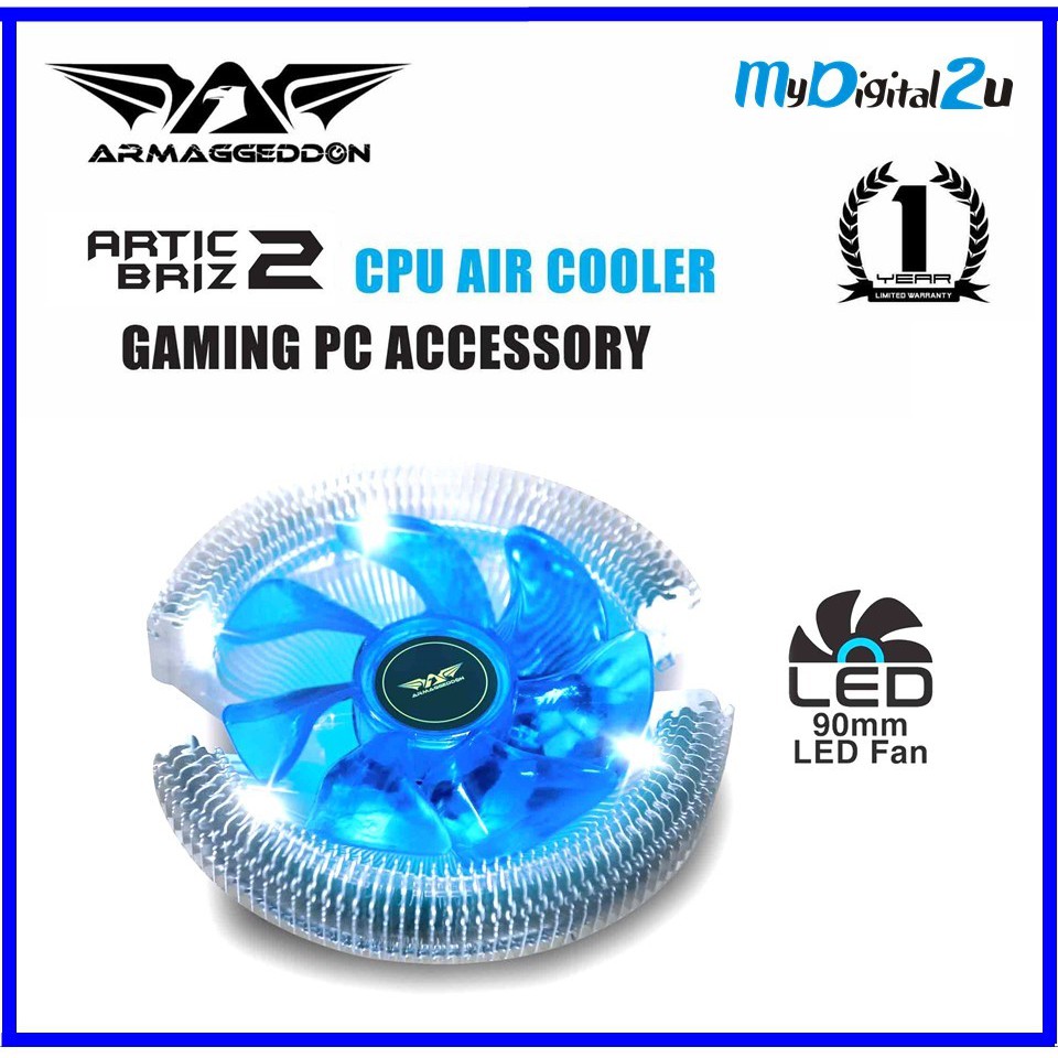 Armaggeddon Artic Briz 2 CPU Air Cooler 9cm LED Fan Intel AM2/AM3/AM4 ...