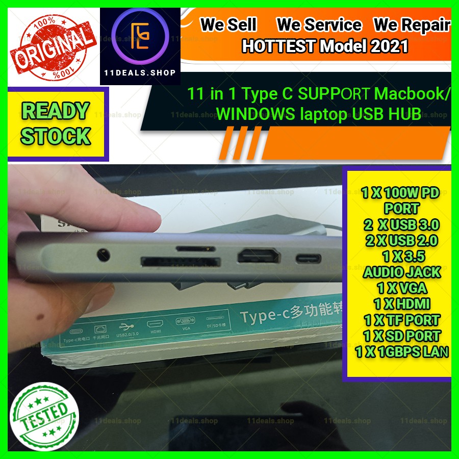 🔥SAMZHE 11 in 1 Premium TYPE C USB HUB Extender Converter 4K HDMI 3 USB ...