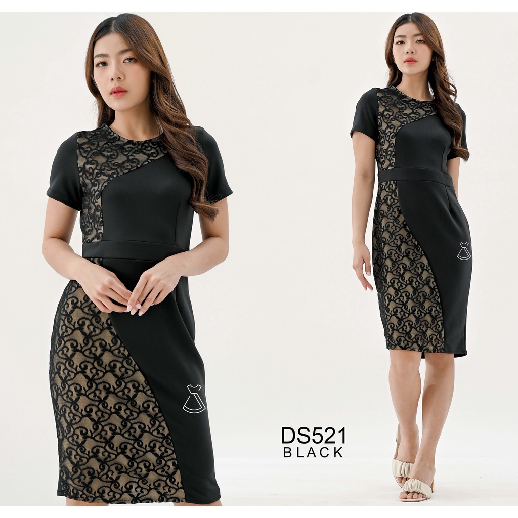 Ds521 - LACE MIDI SCUBA BODYCON Party DRESS PREMIUM Christmas Span ...