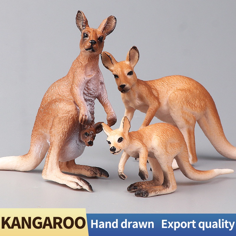New Wildlife World Solid Simulation Animal kangaroo Set Animals Model Action Figures Educational ...