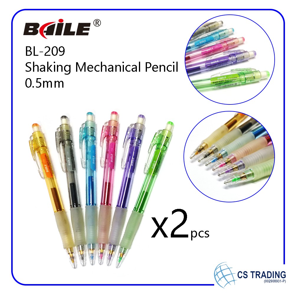 2 pcs x Baile BL-209 Shaking Mechanical Pencil 0.5mm | Shopee Malaysia