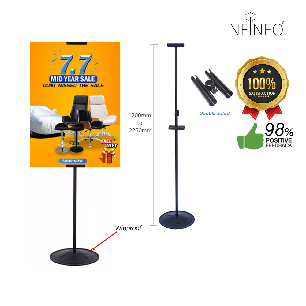 Windproof Outdoor Adjustable Height Round Base Tripod Poster Display ...