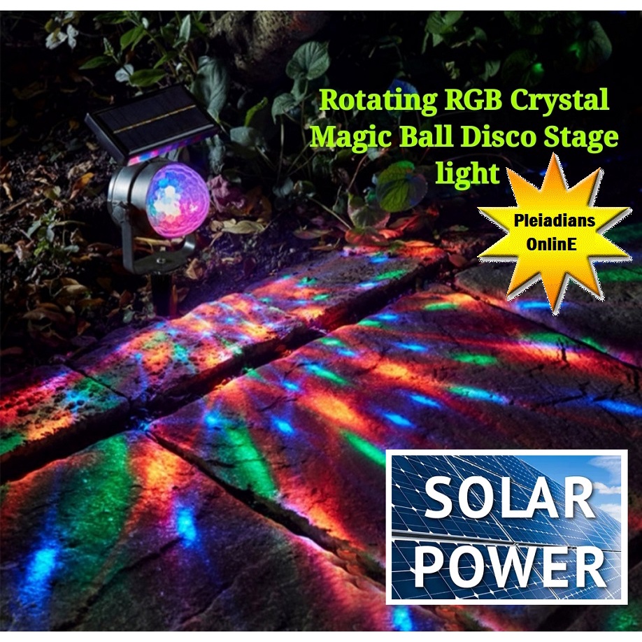 HOMIEE Solar Power Rotating Rgb Crystal Magic Ball Disco Laser Lawn Led ...