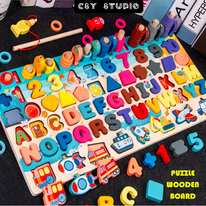 ABC Puzzle Early Education Wooden Board Montessori Alphabet Learning ...