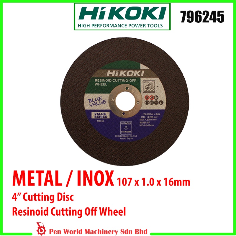 HIKOKI RESINOID CUTTING OF WHEEL 796245 4'' CUTTING DISC FOR METAL ...