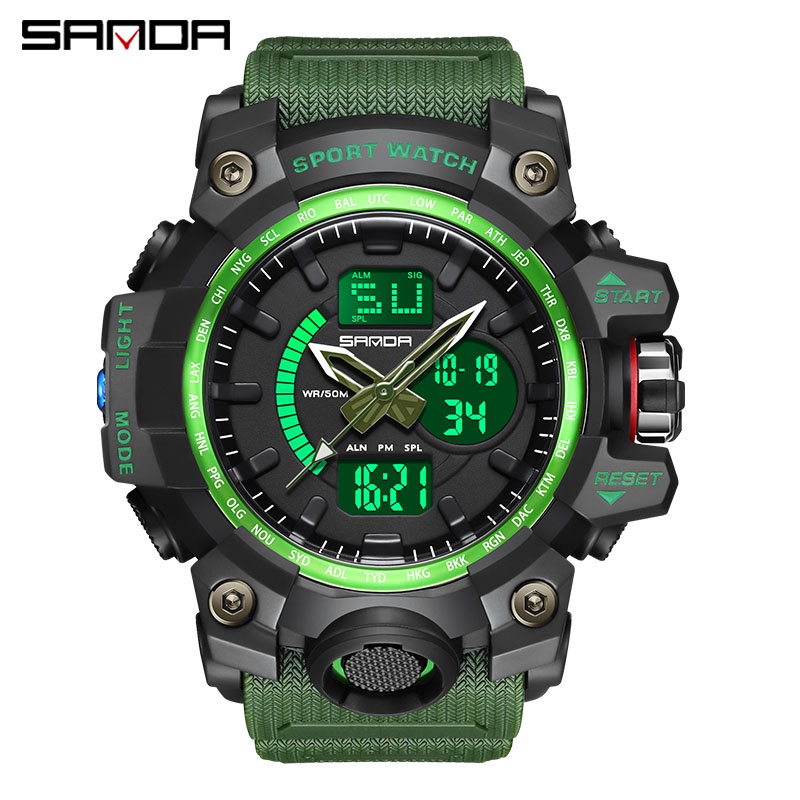 SANDA Mens Watch Sports Waterproof Watch Luminous Fashion Luxury LED ...