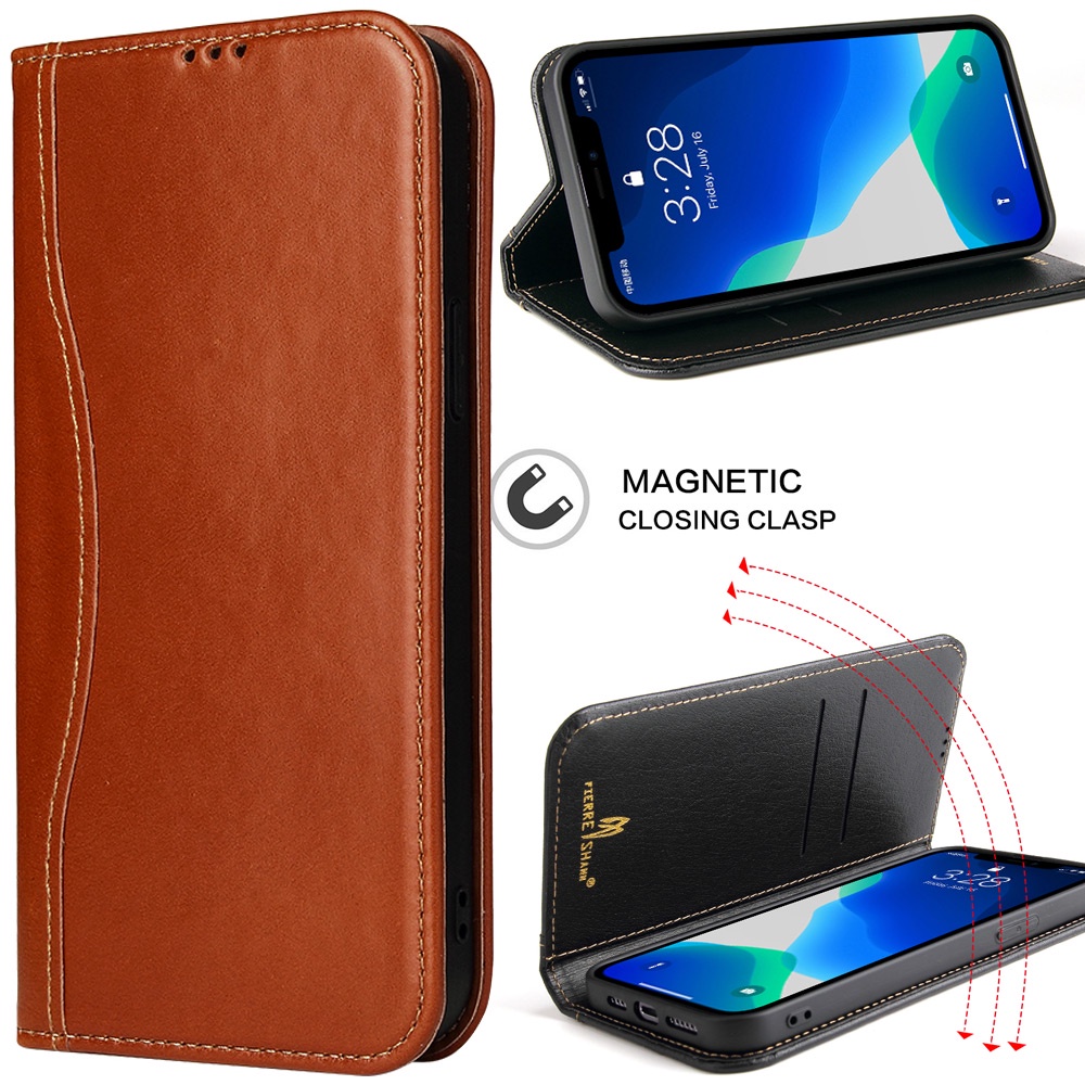 Genuine Real nature cow Leather Wallet Flip Phone Case For iPhone 13 14 ... Genuine Real nature cow Leather Wallet Flip Phone Case For iPhone 13 14 ...