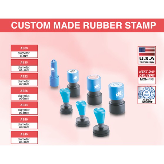 Custom Made AE Gel Round Stamp / Pre-inked Stamp / Rubber Stamp ...