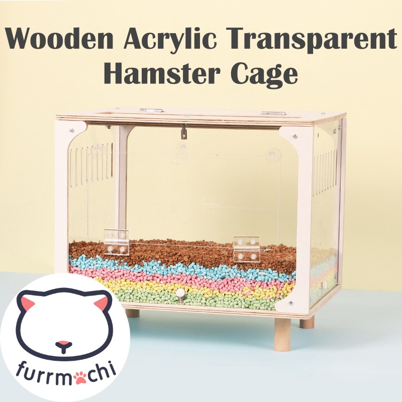 Ready stock🛒 [Ja-Kal] Large Wooden Acrylic Transparent Hamster Cage ...