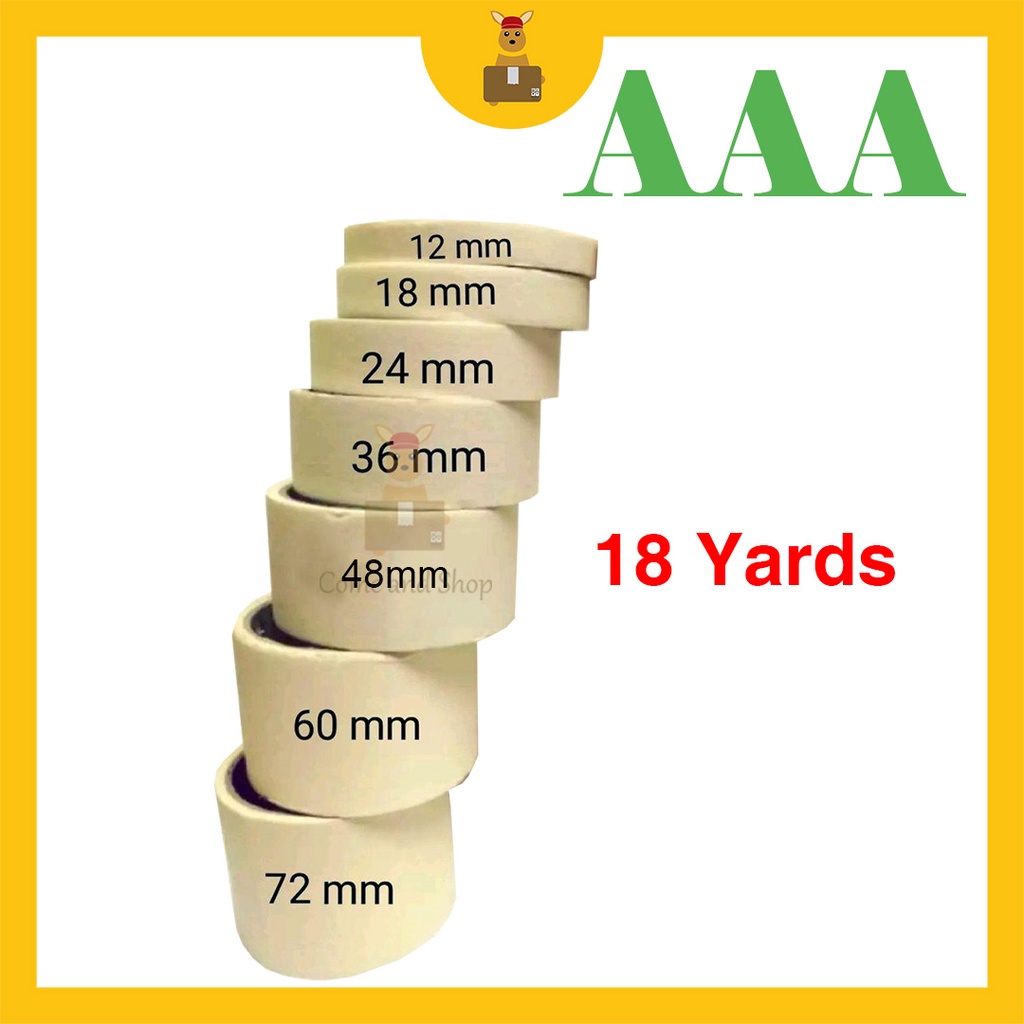 AAA Masking Tape 12mm/ 18mm/ 24mm/ 36mm/ 48mm/ 60mm/ 72mm (18 YARDS) (PER ROLL) | Shopee Malaysia