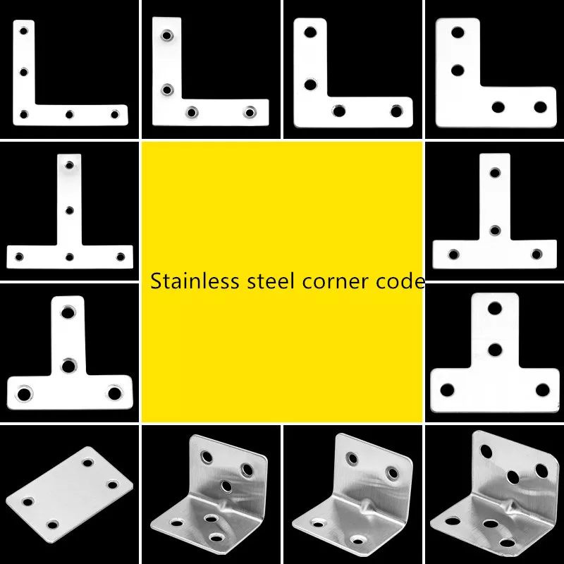(T/L) Thickened Solid Stainless Steel Flat L Bracket T Bracket / Angle Plate Corner Brace / Flat ...