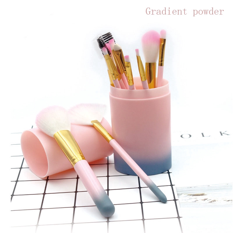 (12 pcs) Set Berus Mekap Dengan Bekas Silinder Pink Blue Gradient ...