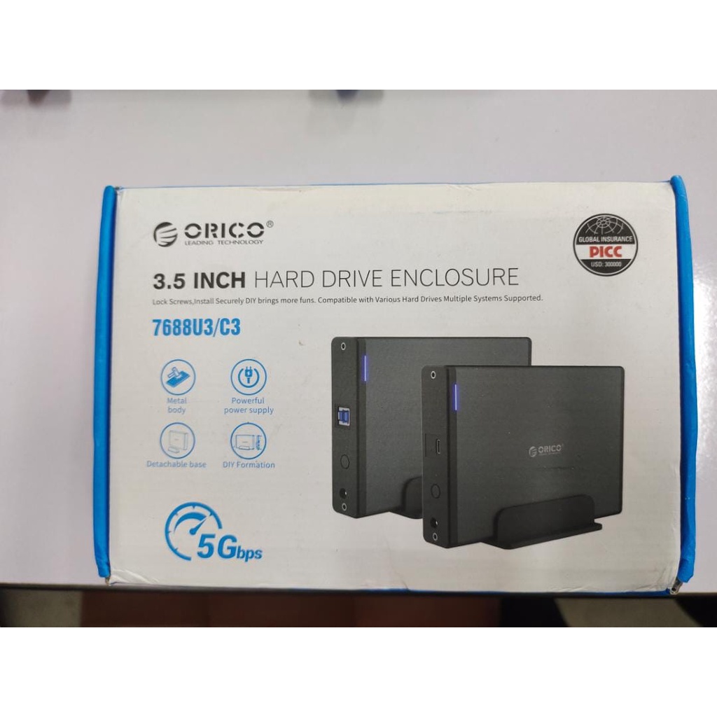 Orico 3.5 inch Hard Drive Enclosure Type-C 5Gbps (7688U3/C3) *Box ...