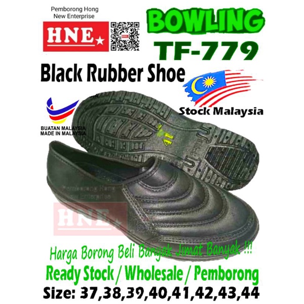 Bowling Kampung Black Rubber Waterproof Shoe Rubber Boot Kasut Kerja ...