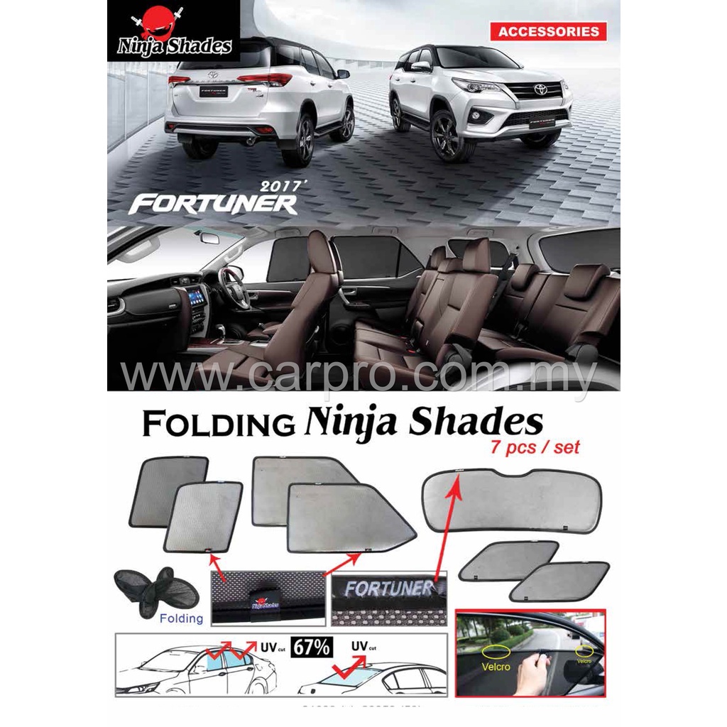 Toyota Fortuner 2017 Magnetic Ninja Shades Sunshade (7pcs) Ninja Sun ...