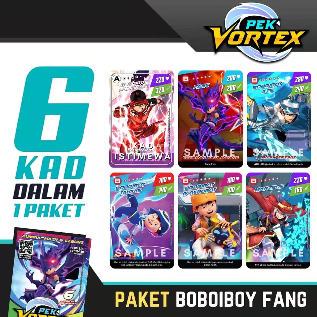 KIDZONE BoBoiBoy Galaxy Card : Pek Vortex (1 pack:6 cards) [ORIGINAL ...