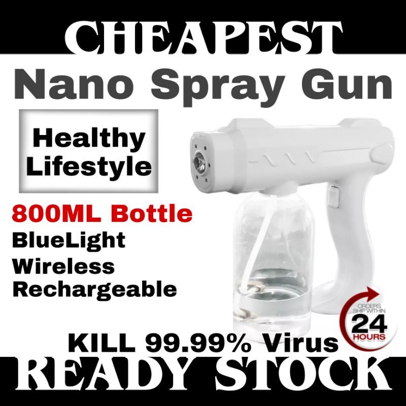 800ML wireless fogging machine blue light nano spray gun disinfectant ...