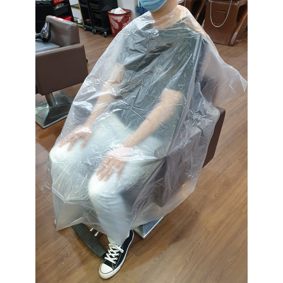 100pcs Disposable Hairdressing Cutting Capes Waterproof Cloth Gown Barber Cape Hair Cutting Apron Transparent Shopee Malaysia