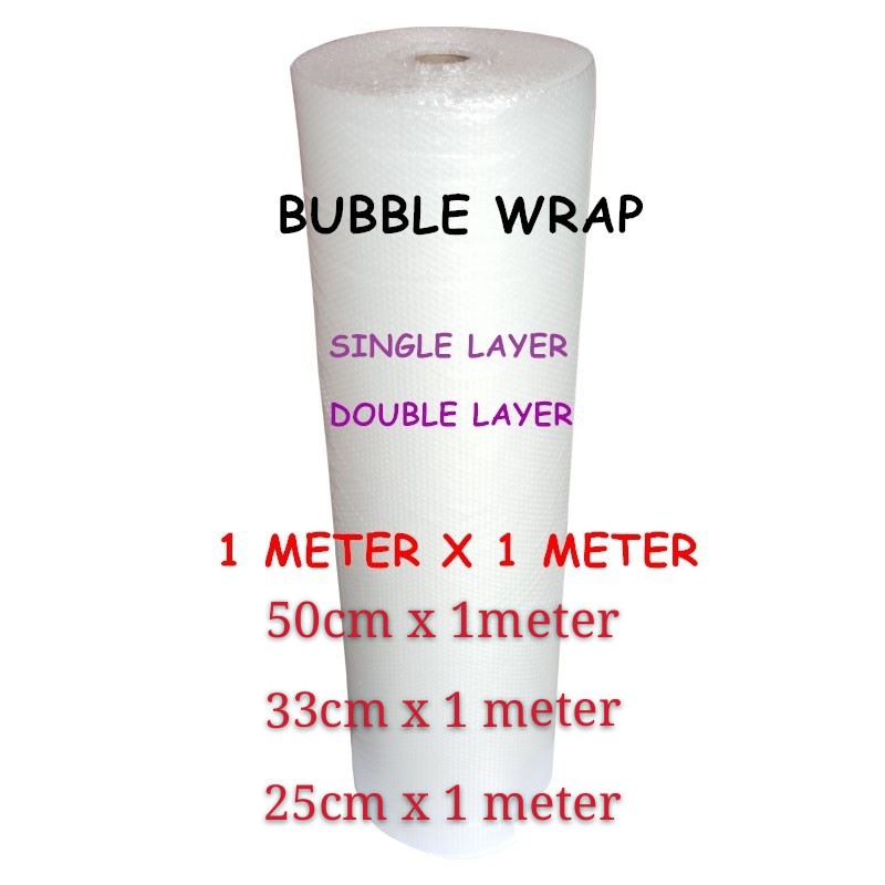 BW04 BUBBLE WRAP SINGLE/DOUBLE LAYER 25cm/33cm/50cm/1m x 1m | Shopee ...