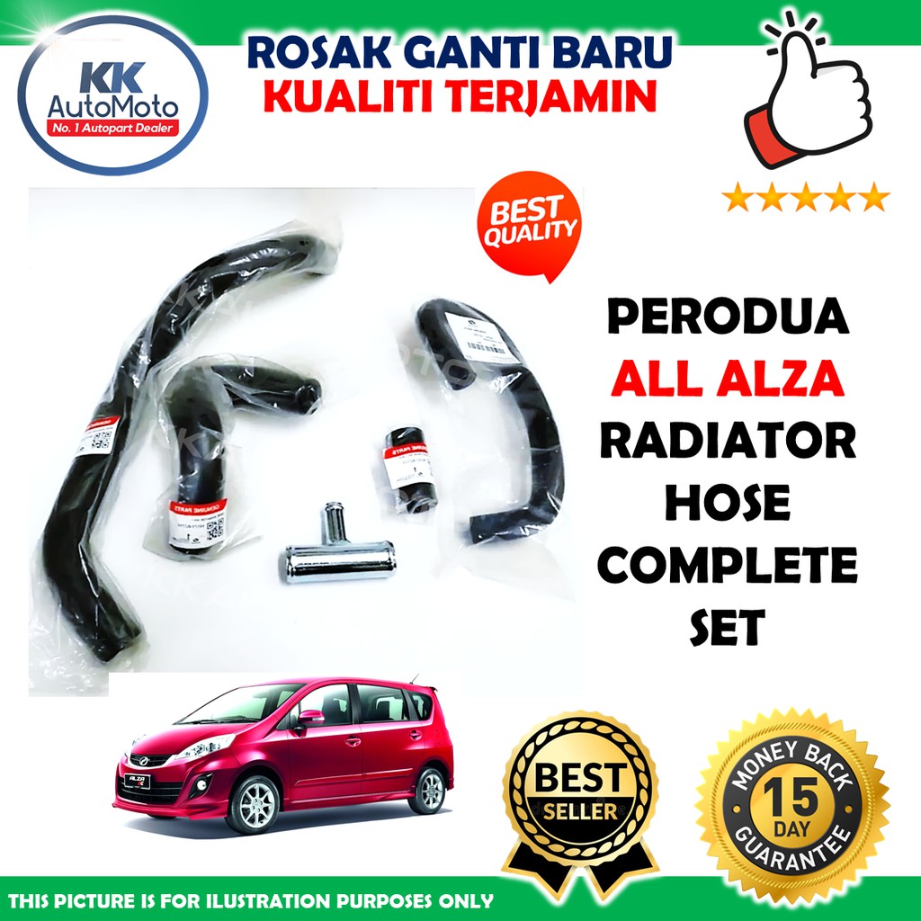 Perodua All Alza 1.5 Genuine Proganti Full Set Radiator Hose + Bypass ...