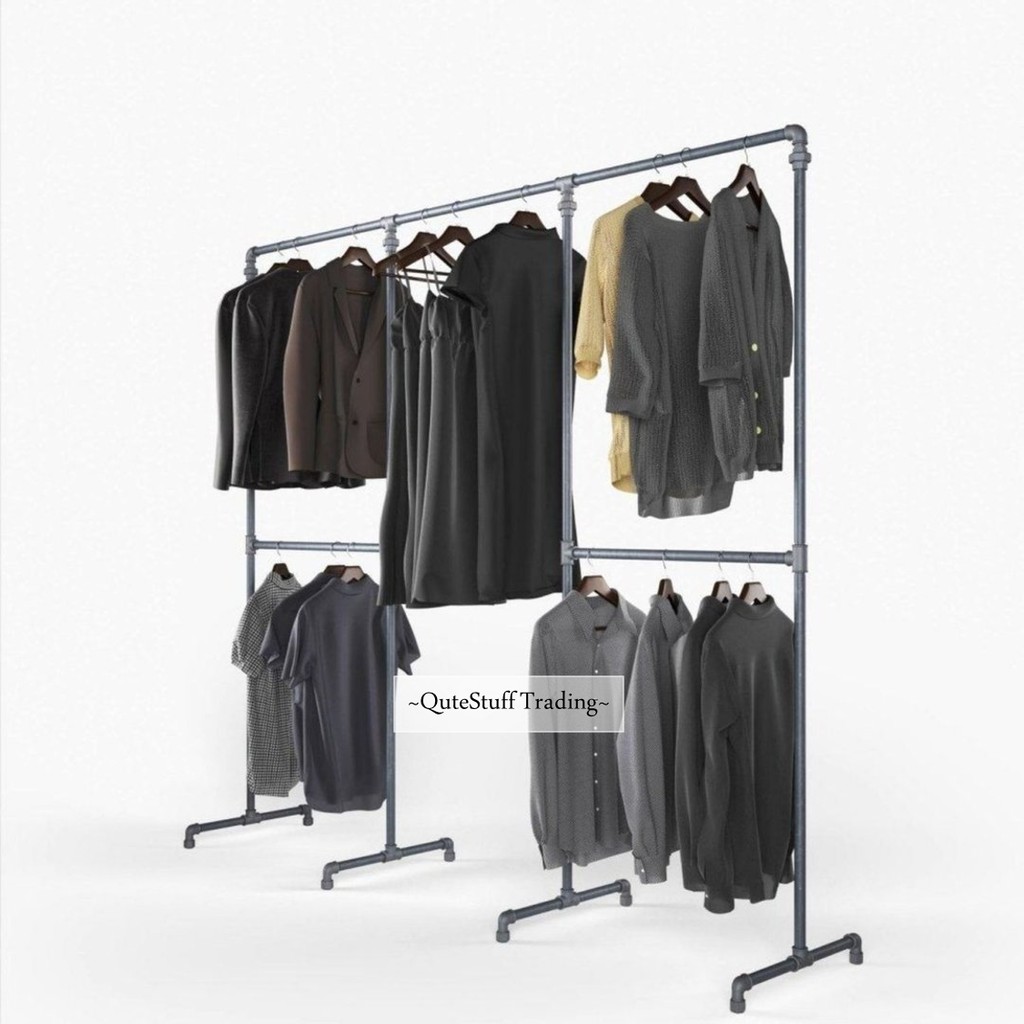 Portability Open wardrobe Industrial clothes rail Coat rack Wardrobe system Steel pipes ...