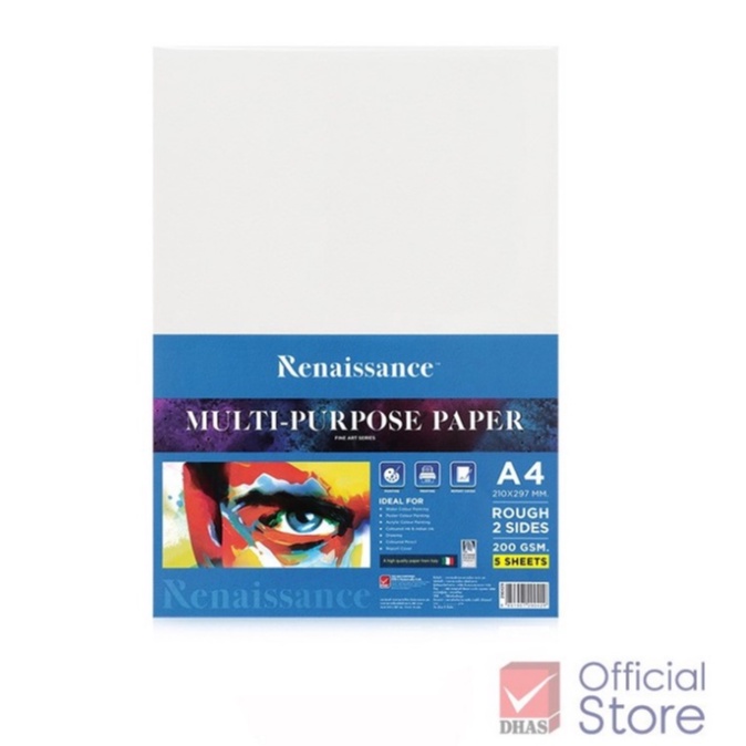 Renaissance Coarse Drawing Paper A4 200G Pack Of 5 (1 Pack) | Shopee ...