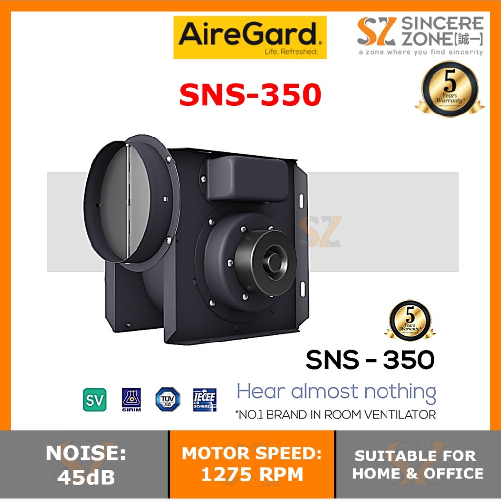 AireGard SNS-350 Air Ventilation Exhaust Fan In-Line 48dB 6" / 6 Inches - SNS350 | Shopee Malaysia