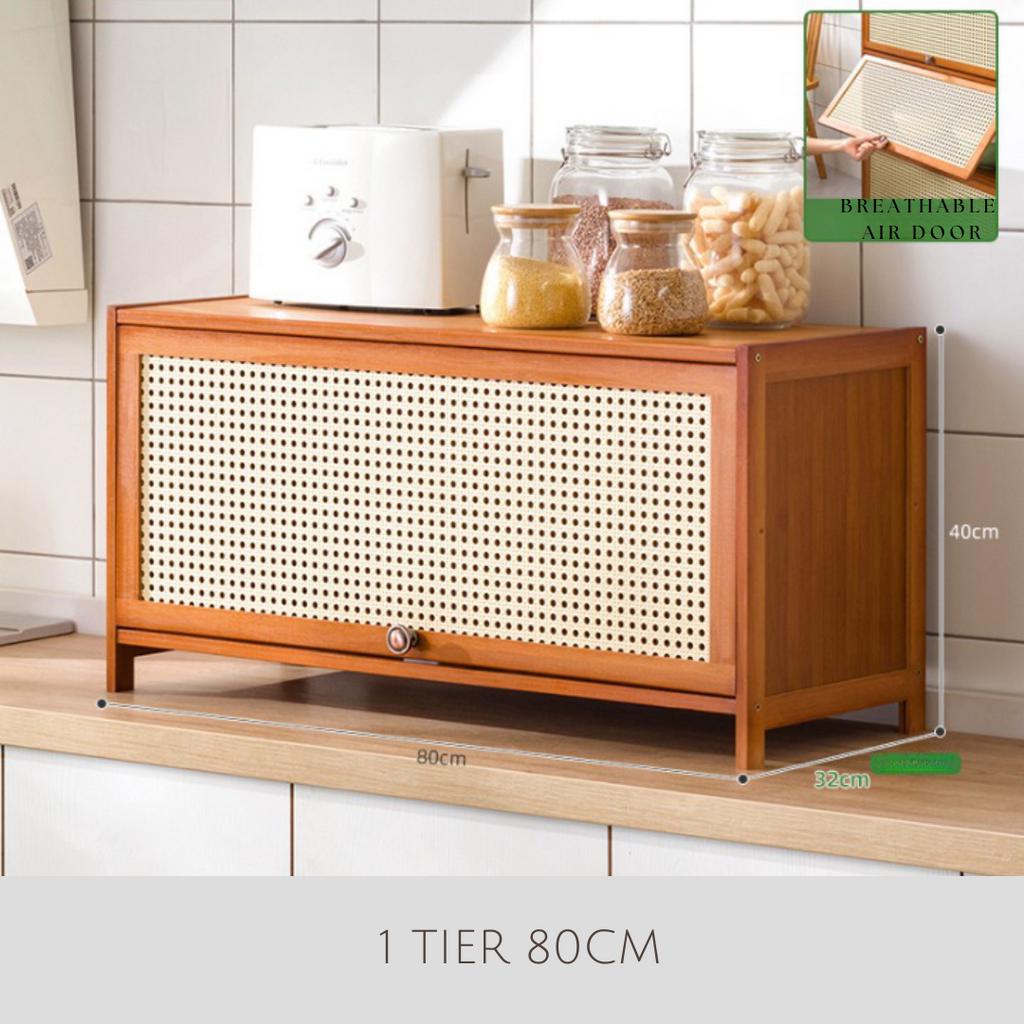 LullaHome Minimalist Muji Nordic Bamboo Cabinet Kitchen Pantry ...