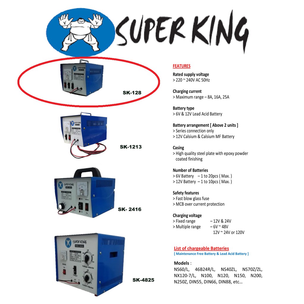 sk 128 dc lead acid battery charger charging wire clamp power supply ...
