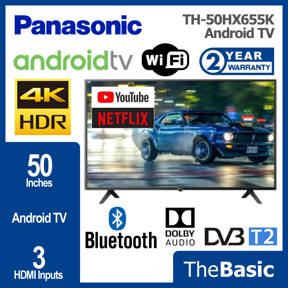 PANASONIC 50" 4K ULTRA HD HDR LED Android TV Narrow Bezel ( TH-50HX655K ...