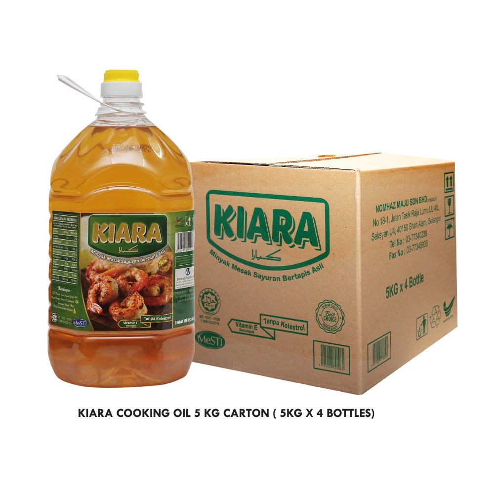 KIARA COOKING OIL 5KG CARTON ( 5KG X 4 BOTTLES) | Shopee Malaysia