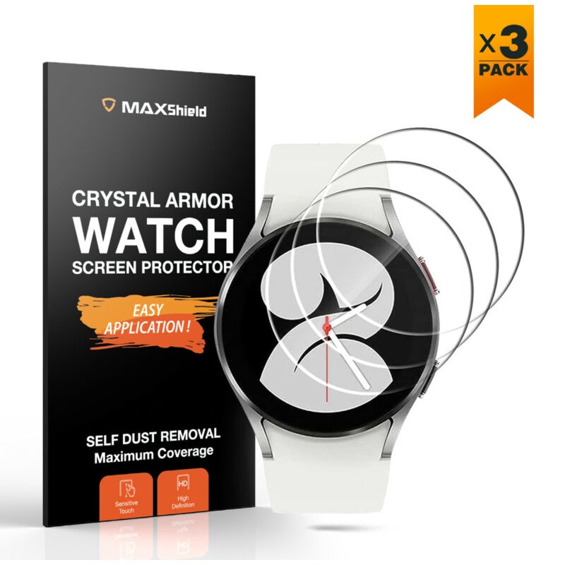 MaxShield Screen Protector for Galaxy Watch 4 /5 / 5 Pro Classic 40 42 44 45 46 Tempered Glass ...