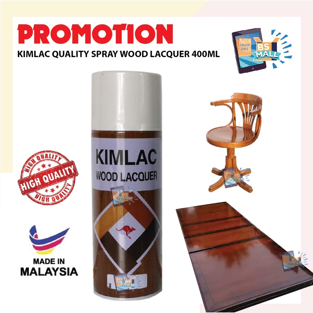 400ML KIMLAC Wood Lacquer Spray/Wood Varnish/Wood Shellac/Syelek Kayu ...