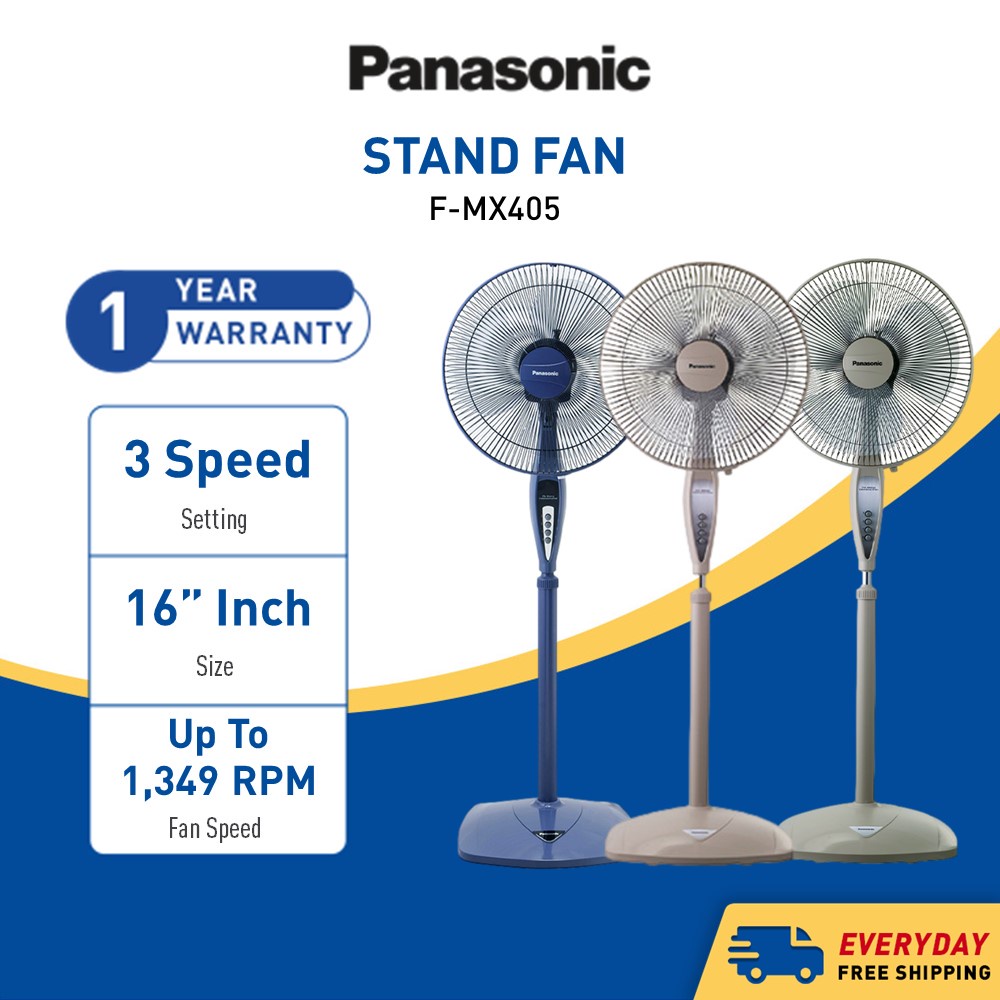 Panasonic Stand Fan 3-Speed On/Off Powerful Cooling Low Noise (16") F ...